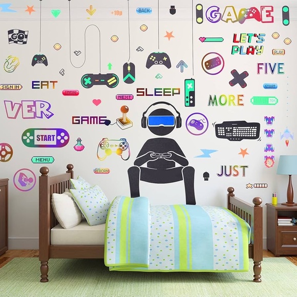 Accessories | 56 Pieces Gamer Wall Decals Gaming Controller Joystick ...